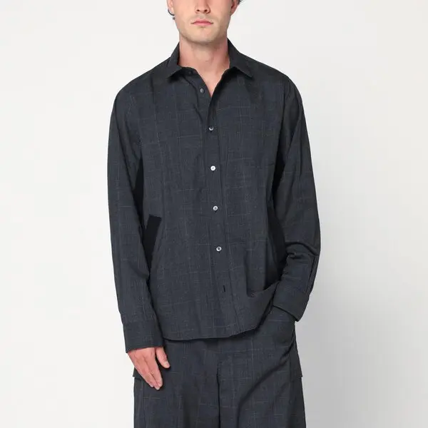 Sacai Plaid Wool Shirt Jacket - Gray
