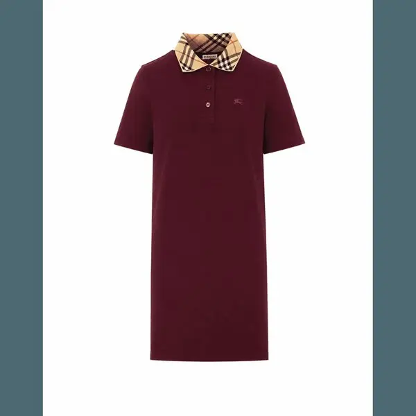 Burberry Check Collar Polo Dress - Red