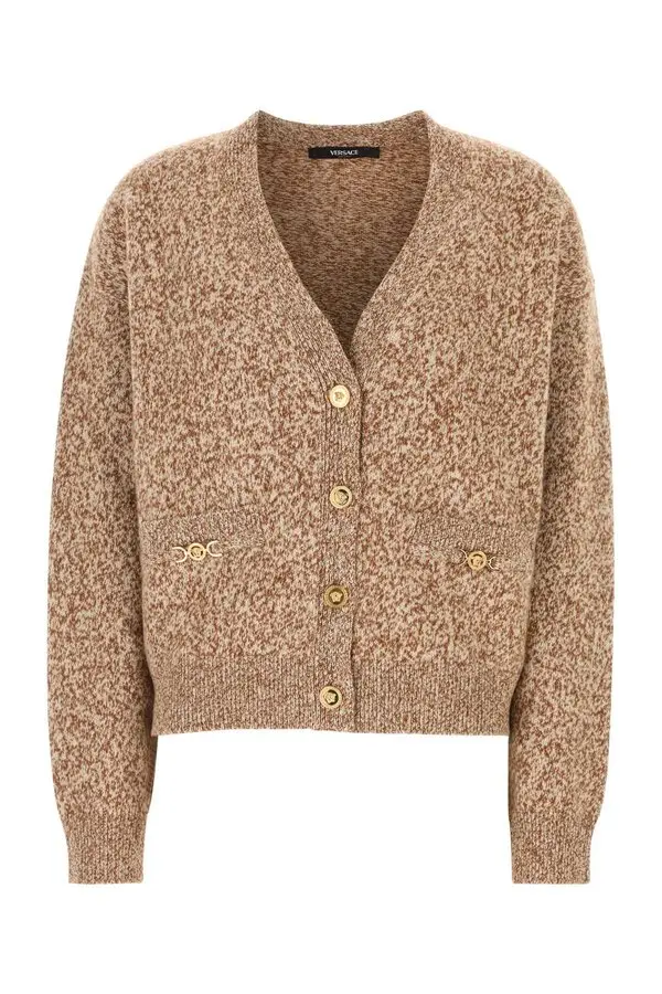 Versace Two-tone Wool Blend Cardigan - Multicolor