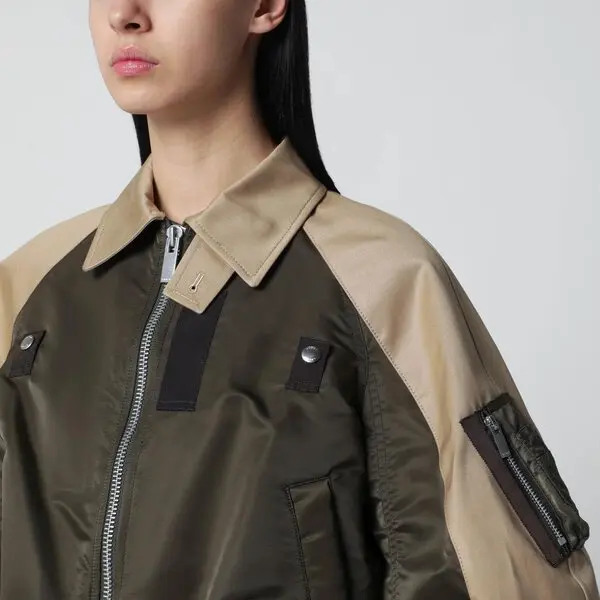 Sacai Khaki /beige Nylon Zip Jacket