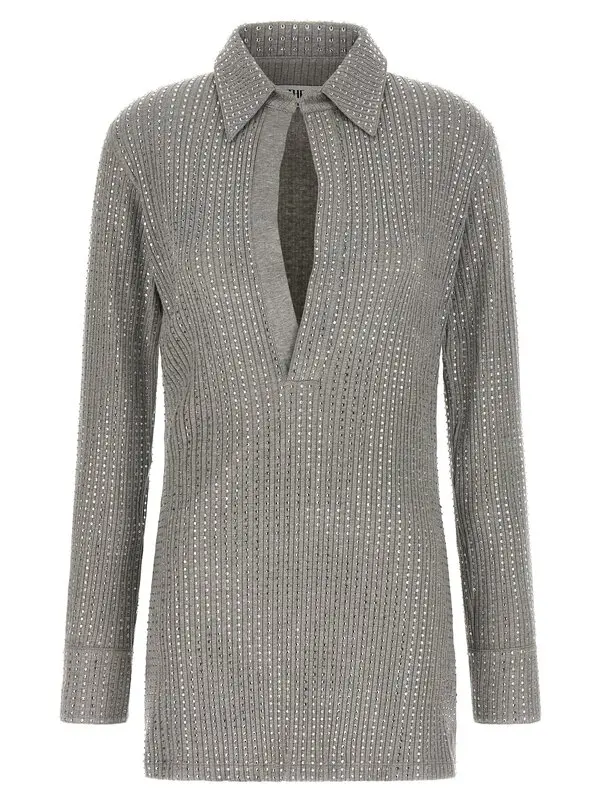 Attico Rhinestone Dress - Gray
