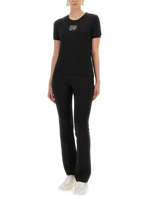 Dolce & Gabbana Jersey T-shirt With Dg Logo Embroidery - Black