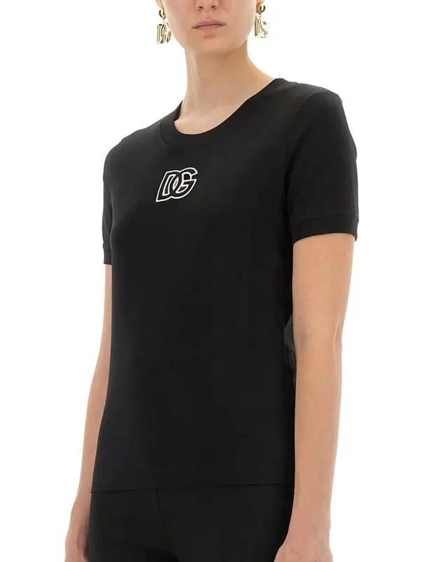 Dolce & Gabbana Jersey T-shirt With Dg Logo Embroidery - Black