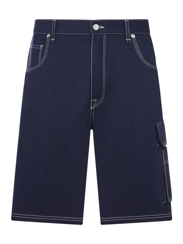 Fendi Cotton Canvas Cargo Bermuda Shorts - Blue