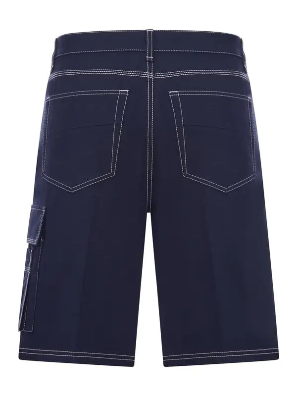 Fendi Cotton Canvas Cargo Bermuda Shorts - Blue