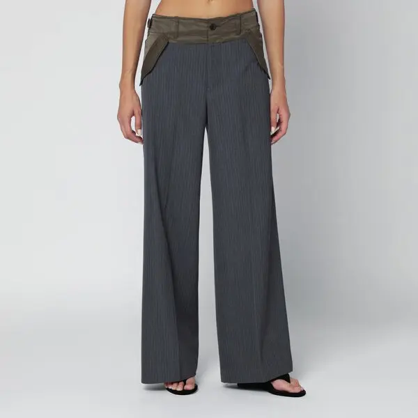 Sacai Bi-material Pinstripe Trousers - Gray