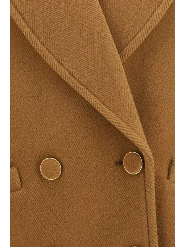 Chloé Double-breasted Herringbone Wool Short Coat