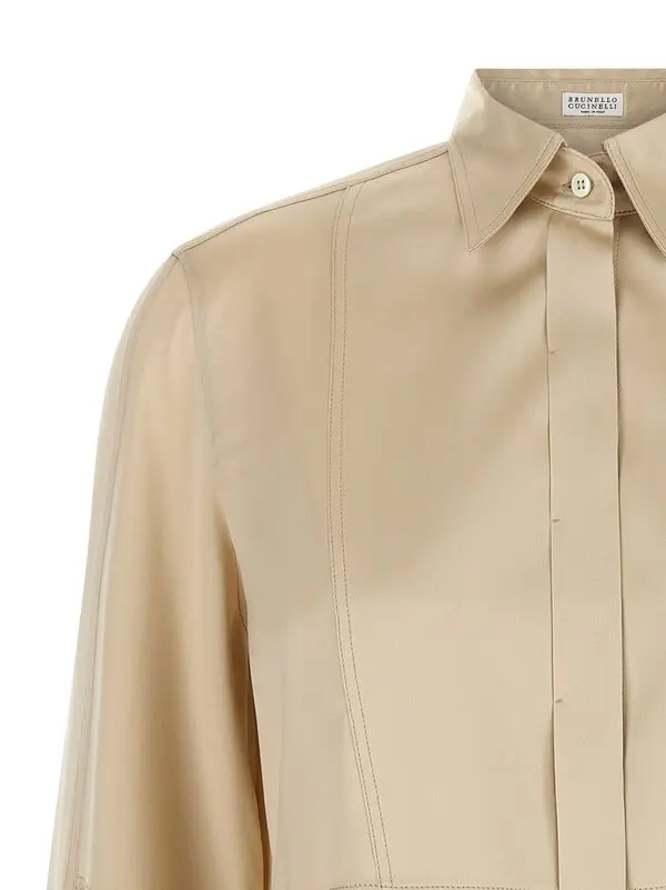 Brunello Cucinelli Satin Silk Shirt - Cream