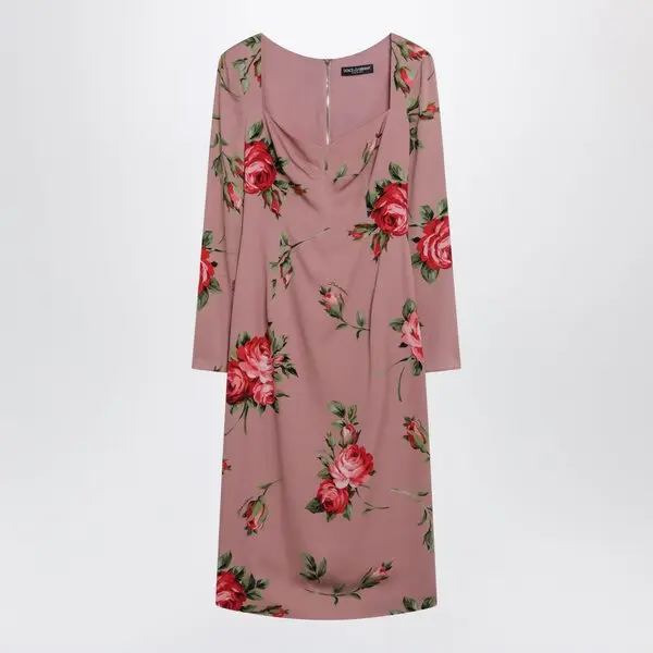 Dolce & Gabbana Bouquet Rose Print Sheath Dress - Pink