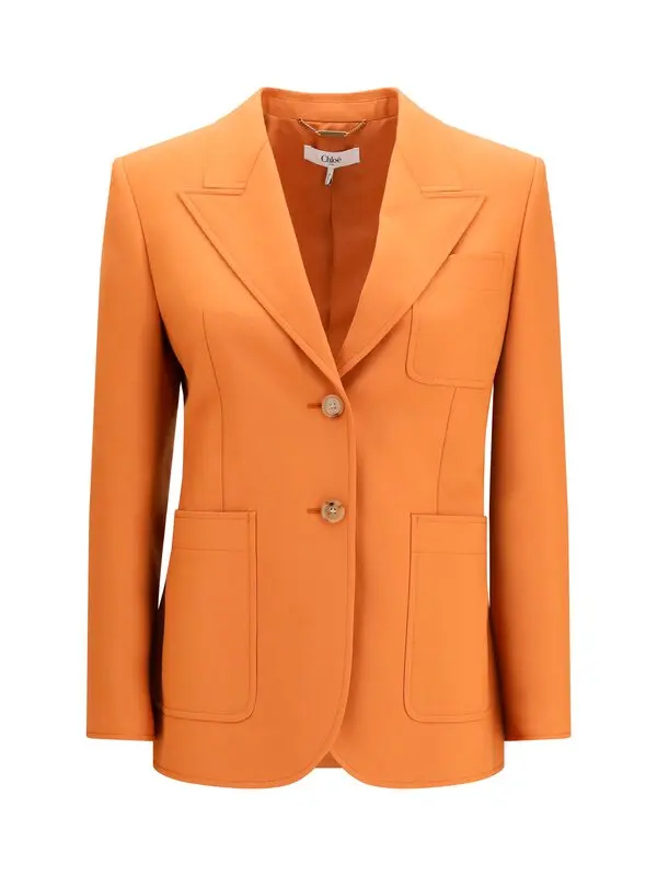 Chloé Straight-cut Wool Gabardine Blazer - Orange