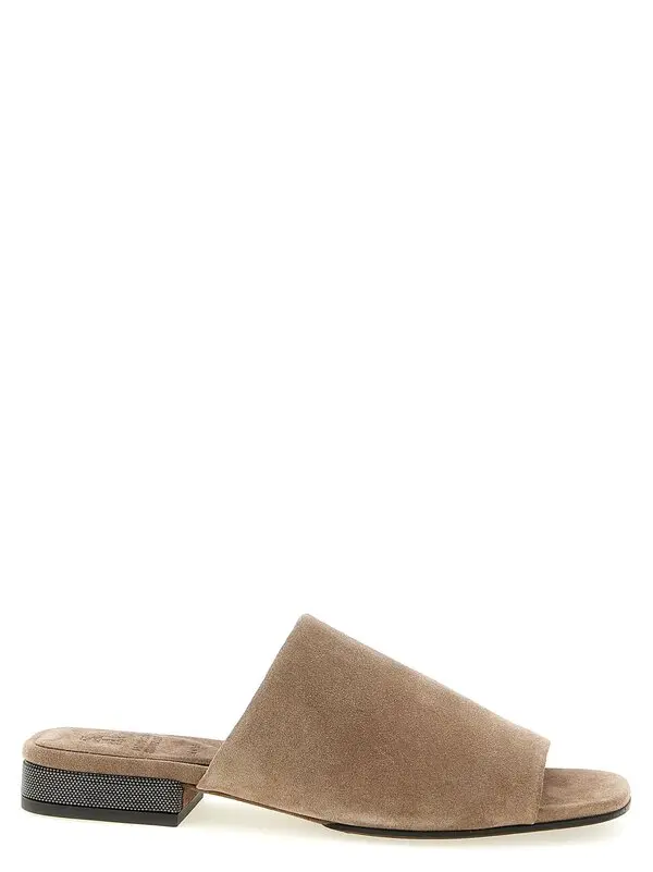 Brunello Cucinelli Monile Suede Sandals - Brown