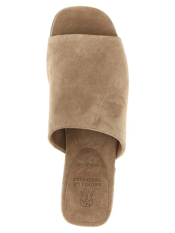 Brunello Cucinelli Monile Suede Sandals - Brown