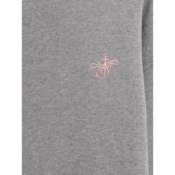 JW Anderson Melange Anchor Logo Embroidered Sweatshirt - Gray