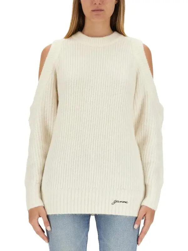 GANNI Logo Jersey - White