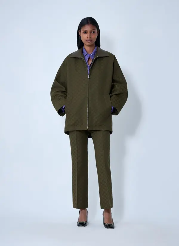 Gucci Gg Canvas Classic Collar Jacket - Green
