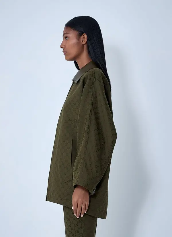 Gucci Gg Canvas Classic Collar Jacket - Green