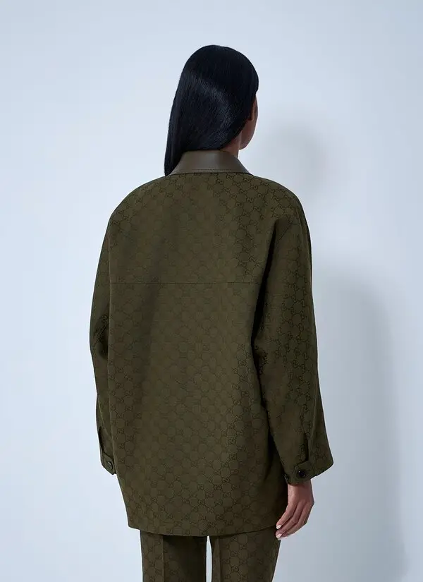 Gucci Gg Canvas Classic Collar Jacket - Green