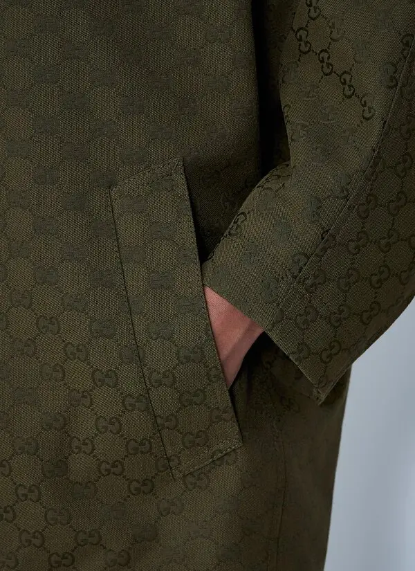 Gucci Gg Canvas Classic Collar Jacket - Green