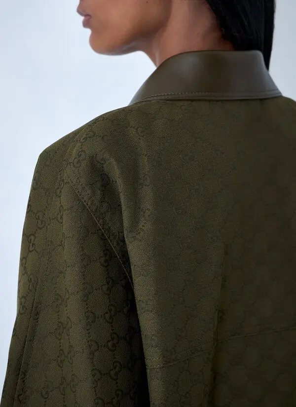 Gucci Gg Canvas Classic Collar Jacket - Green