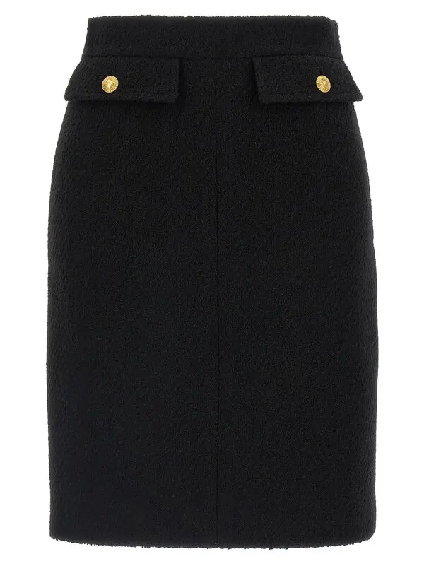 Chloé Bouclé Wool Midi Skirt - Black