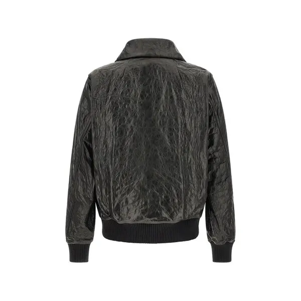 Rick Owens Leather Bomber Jacket - Black