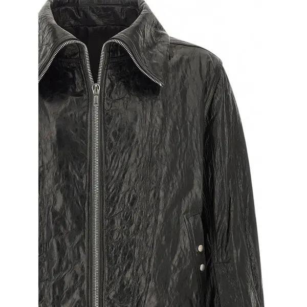 Rick Owens Leather Bomber Jacket - Black