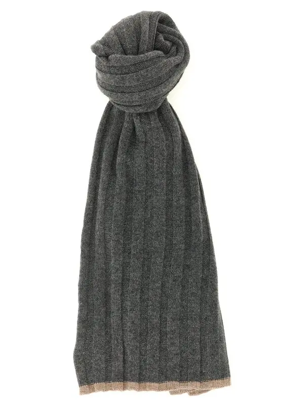 Brunello Cucinelli Ribbed Cashmere Knit Scarf