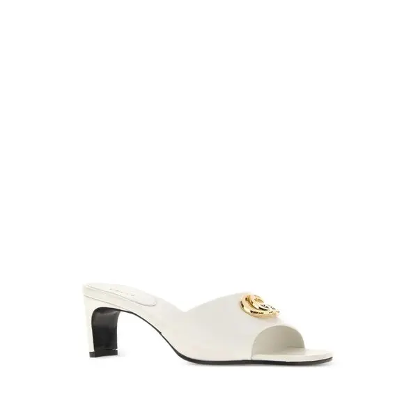Gucci Double G Leather Mid-heel Mules - White