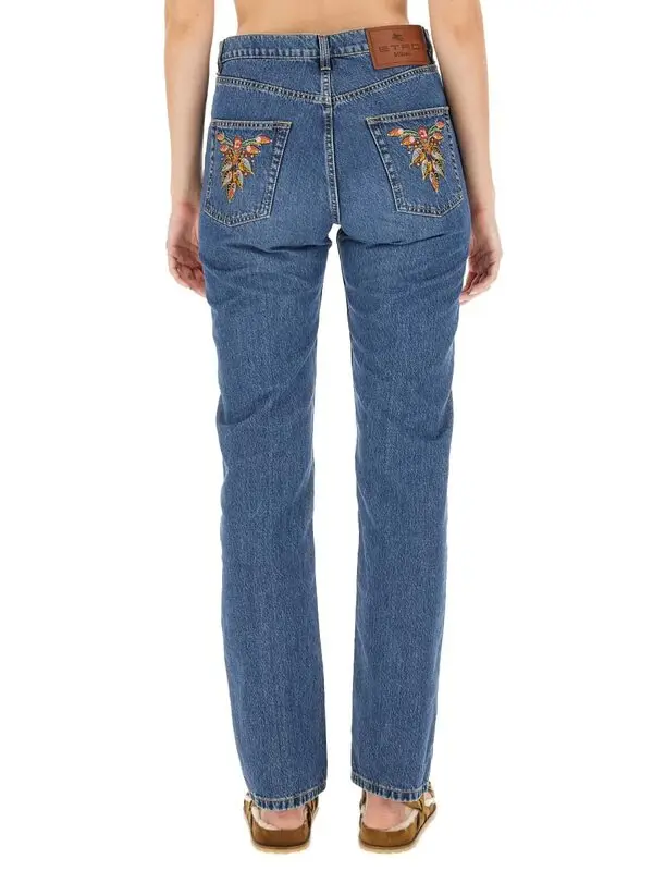 Etro Logo Embroidery Regular Fit Jeans