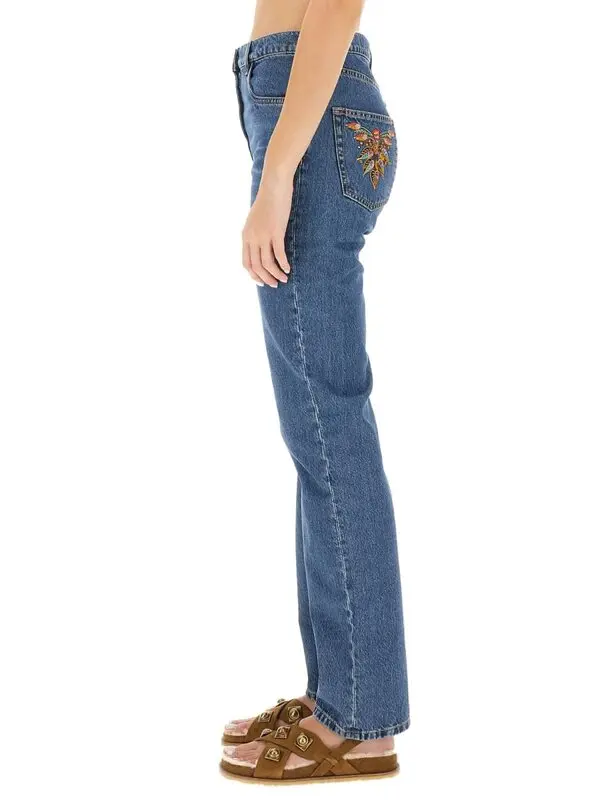Etro Logo Embroidery Regular Fit Jeans