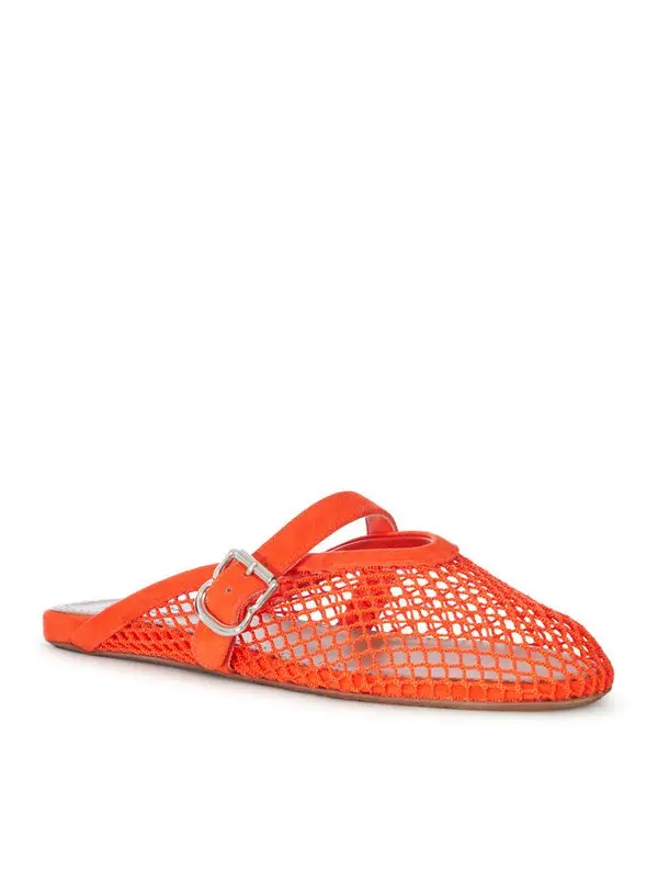 Alaïa Flat Mule In Mesh And Suede
