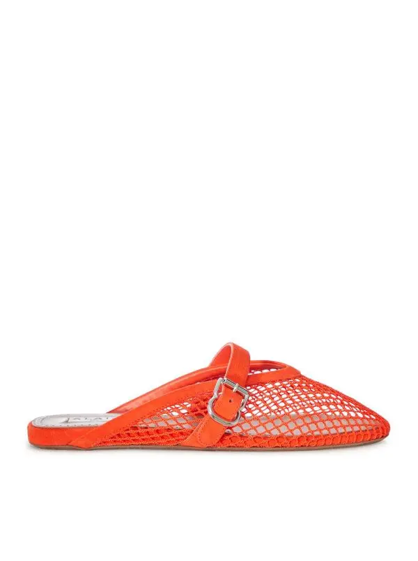 Alaïa Flat Mule In Mesh And Suede - Orange