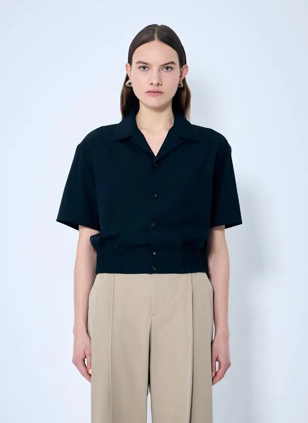 Bottega Veneta Wool Camp Collar Shirt - Blue