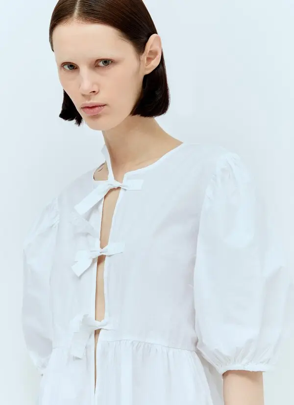 GANNI Cotton Poplin Peplum Blouse - White