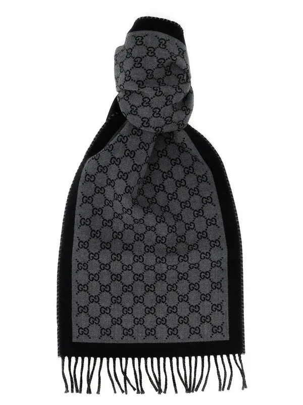 Gucci Gg Jacquard Scarf - Gray
