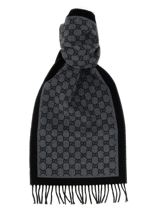 Gucci Gg Jacquard Scarf - Gray
