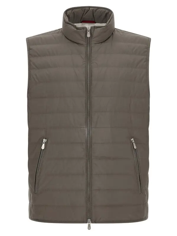 Brunello Cucinelli Quilted Technical Microfiber Vest - Green