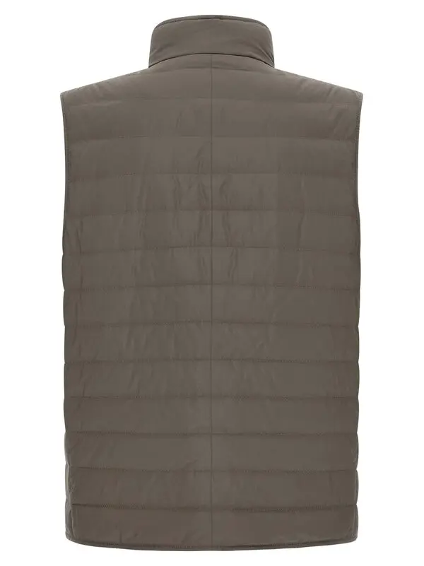 Brunello Cucinelli Quilted Technical Microfiber Vest - Green