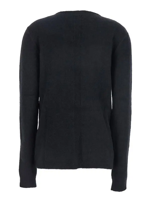 Rick Owens Black Sweater With Distressed Effect And Cut-out Details On The Front In Alpaca Blend - Multicolor