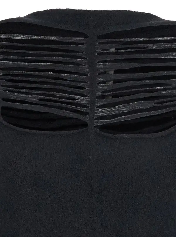 Rick Owens Black Sweater With Distressed Effect And Cut-out Details On The Front In Alpaca Blend - Multicolor