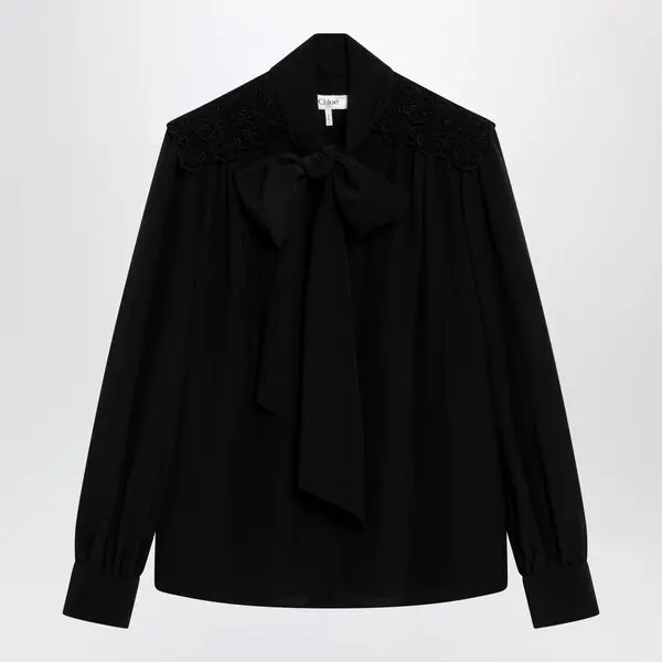 Chloé Silk Blouse With Lavalliã¨re - Black