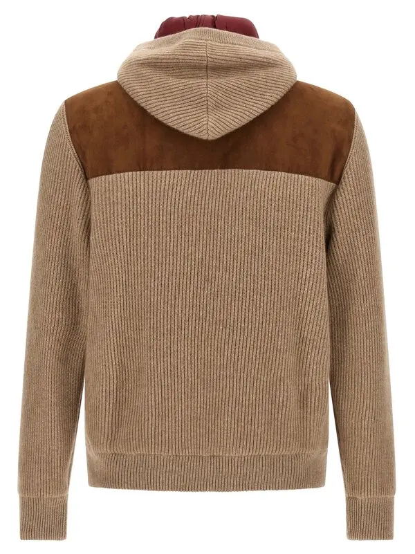 Brunello Cucinelli Suede And Cashmere Bomber Jacket - Brown