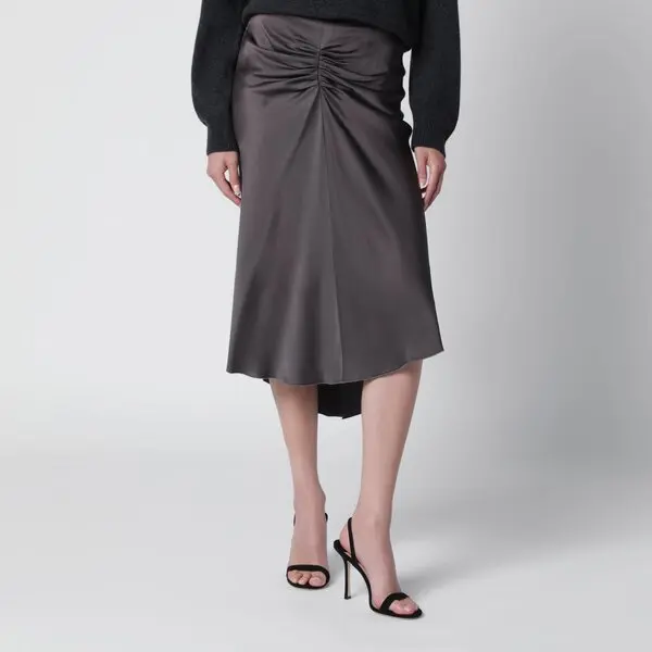 Victoria Beckham Crêpe Satin Midi Skirt - Brown