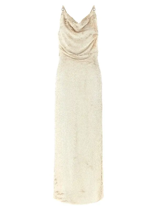 Coperni Sequin Long Dress - Cream
