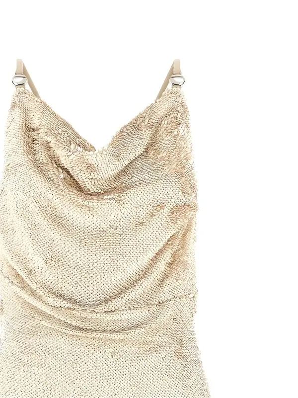 Coperni Sequin Long Dress - Cream