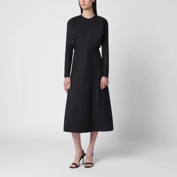 Victoria Beckham Doman Virgin Wool Dress In Dark Grey Melange - Gray