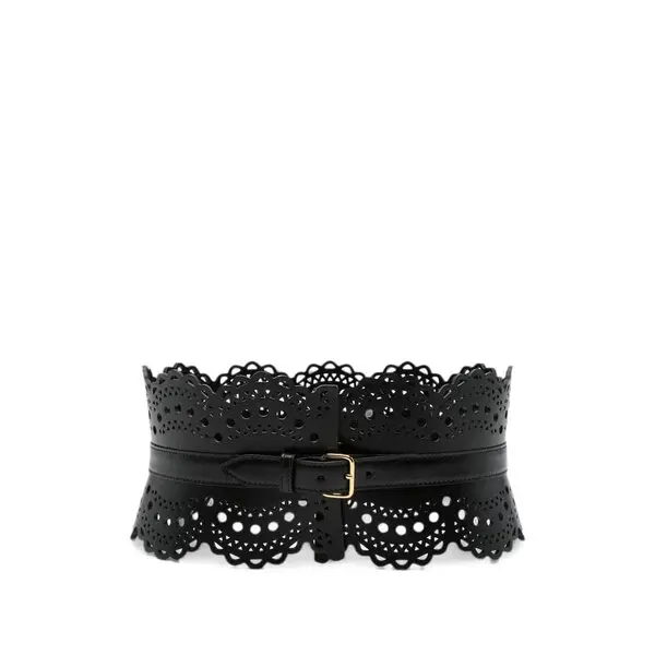 Alaïa Leather Laser-cut Belt - Black
