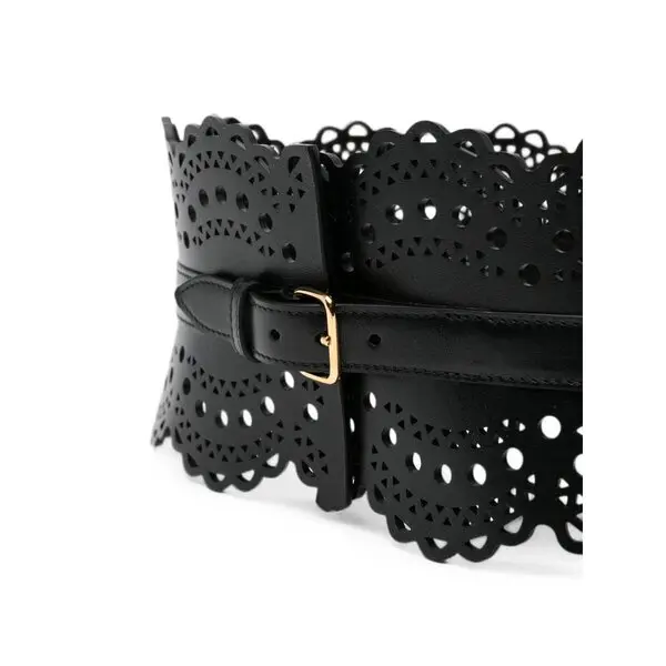 Alaïa Leather Laser-cut Belt - Black