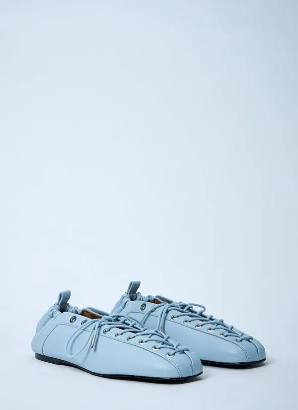 GANNI Eyelets Lace Up Ballerina - Blue