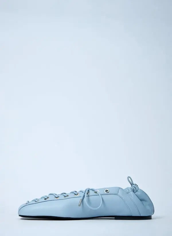 GANNI Eyelets Lace Up Ballerina - Blue